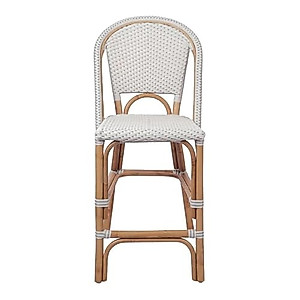 Home Square 25.5" Rattan Bistro Counter Stool in White - Set of 3