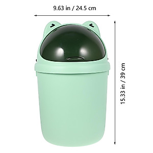 DEARMAMY Cute Frog Trash Can Plastic Wastebasket Kawaii Waste Garbage Bin with Lid Bathroom Trash Can Garbage Basket Bin Rubbish Container Under Desk Trash Bin for Kid Room