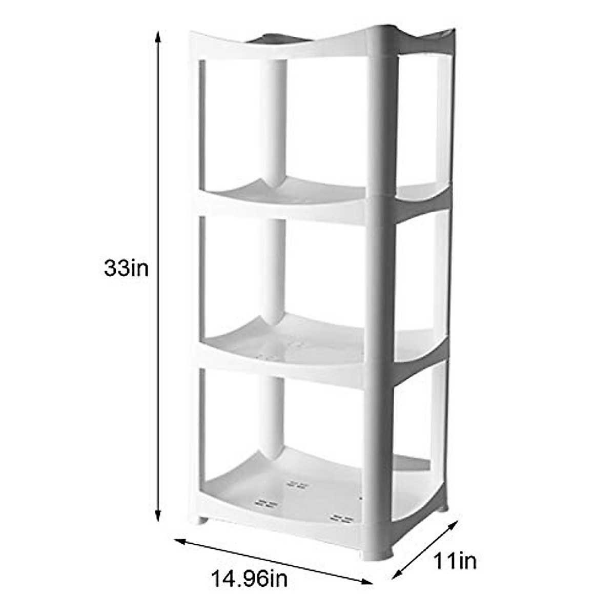 Fedicelly Bathroom Shelf Storage Shelving Unit,Standing Plastic Storage Cart Organizer Rack,Stackable 4 Tier Corner Display Rack for Kitchen Laundry