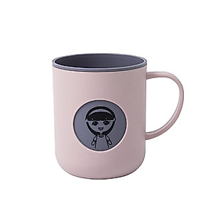 Khanjuan Parent-Child Tooth Brush Cups 4Pcs,Funny Cartoon Pattern Bathroom Cups,15.3oz Unbreakable Eco-Friendly Plastic Toothbrush Holders (Dark Green&Purple&Yellow&Pink, 4)