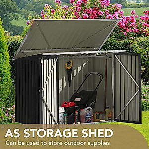 Devoko Outdoor Storage Shed 5.8 x 3.3 FT Metal Trash Shed Waterproof Outside Storage with Lid Chain Hydraulic Gas Rod for Trash Can Weeding Tools