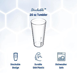 CFS Stackable Plastic Tumbler, 20 Ounce, Clear (Pack of 72)