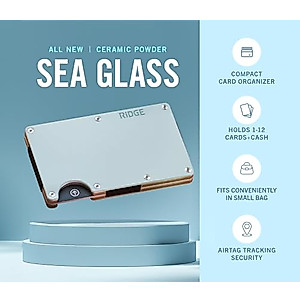 The Ridge Wallet For Women, Slim Wallet For Women - Thin as a Rail, Minimalist Aesthetics, Holds up to 12 Cards, RFID Safe, Blocks Chip Readers, Aluminum Wallet With Cash Strap (Sea Glass)