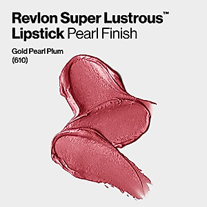 Lipstick by Revlon, Super Lustrous Lipstick, High Impact Lipcolor with Moisturizing Creamy Formula, Infused with Vitamin E and Avocado Oil, 610 Gold Pearl Plum