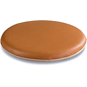 GYL-JL Round Chair Cushion Leather Seat Cushion Round Memory Foam Chair Pad for Home Office Kitchen ( Color : Camel , Size : 30cm/11.8inch )