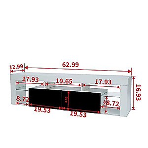 63 Inches Floating TV Stand Wall Mounted with Lights, Modern LED TV Stand Floating Entertainment Center with Storage for Bedroom Living Room,Floating Shelf for Under TV,White