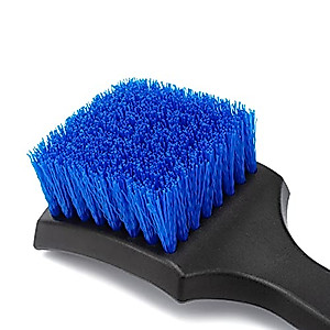 Car Brush for Wheel & Tire Cleaning, Carpet Brush for Car / Truck, Tough Scrub Brush for Tub, Shower with Stiff Bristles, Black/Blue, 1pcs