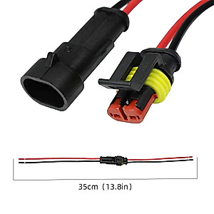 HUIQIAODS 5Kit 2 Pin Way 18 AWG Car Waterproof Connector Plug Wire 1.5mm Series Terminal Connector-5 Pack (5 Kit 2 Pin)