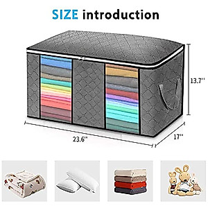 DRAMLOR Under Bed Storage Bags, 4 Pack Large Capacity Underbed Storage Containers with Reinforced Handles, Clothes Storage Bins Foldable Closet Organizers for Blanket, Pillows, Comforters and Quilts