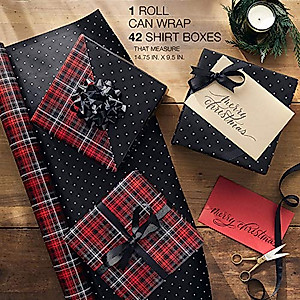 American Greetings Reversible Wrapping Paper Jumbo, Red and Black Plaid (1 Roll, 175 sq. ft)