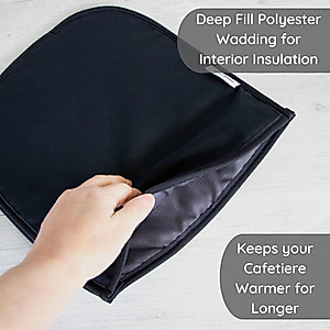 French Press Cozy Cover Insulated in Black - French Press Warmer Koozie Insulator Designed to Keep your Coffee Warmer for Longer - Cafetiere Cover Coffee Press Pot Cosy for Multiple Sizes