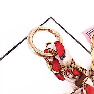 QTMY Silk Ribbon Bow Tassel Bag Pendant Charm Keyring Keychain for Women Purse Handbag Decor (Brown)