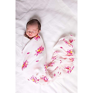 Malabar Baby Certified Organic Swaddle Blanket Set | Luxurious Cotton Muslin Blankets for Girls & Boys | Baby Receiving Swaddles for Newborns & Infants | Unique Gifts, 2 Pack (Enchanted Garden)