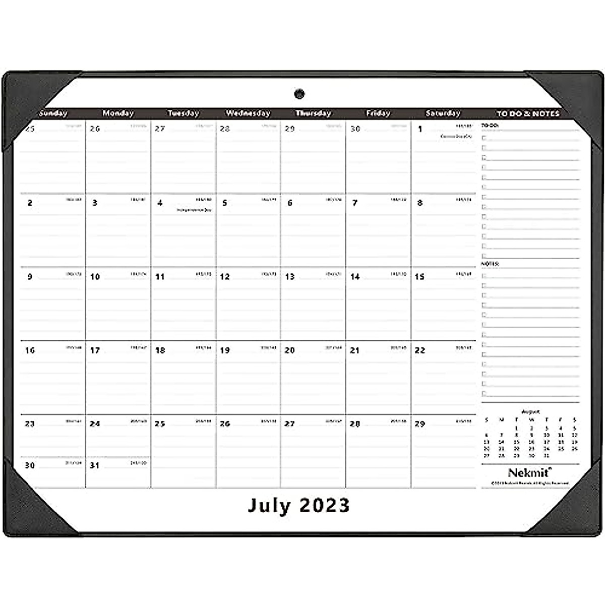Nekmit Large Desk Calendar 2023-2024 with Black Desk Pad, 22"x17" desktop Calendar, Runs From July 2023 - December 2024 for Home or Office