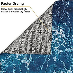 sea seen from the top Printed Drying Mat For Kitchen Ultra Absorbent Microfiber Dishes Drainer Mats Non-Slip Silicone Quick Dry Pad - 18 X 16inch