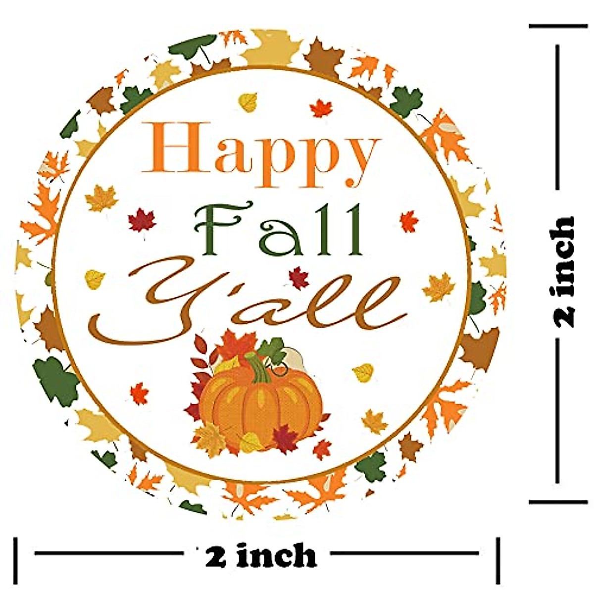 Happy Fall Y'all Stickers,2 Inch Pumpkin Autumn Floral Thank You Labels,Thanksgiving Stickers for Party Favors Envelope Seals & Goodie Bags(500 Total Labels)