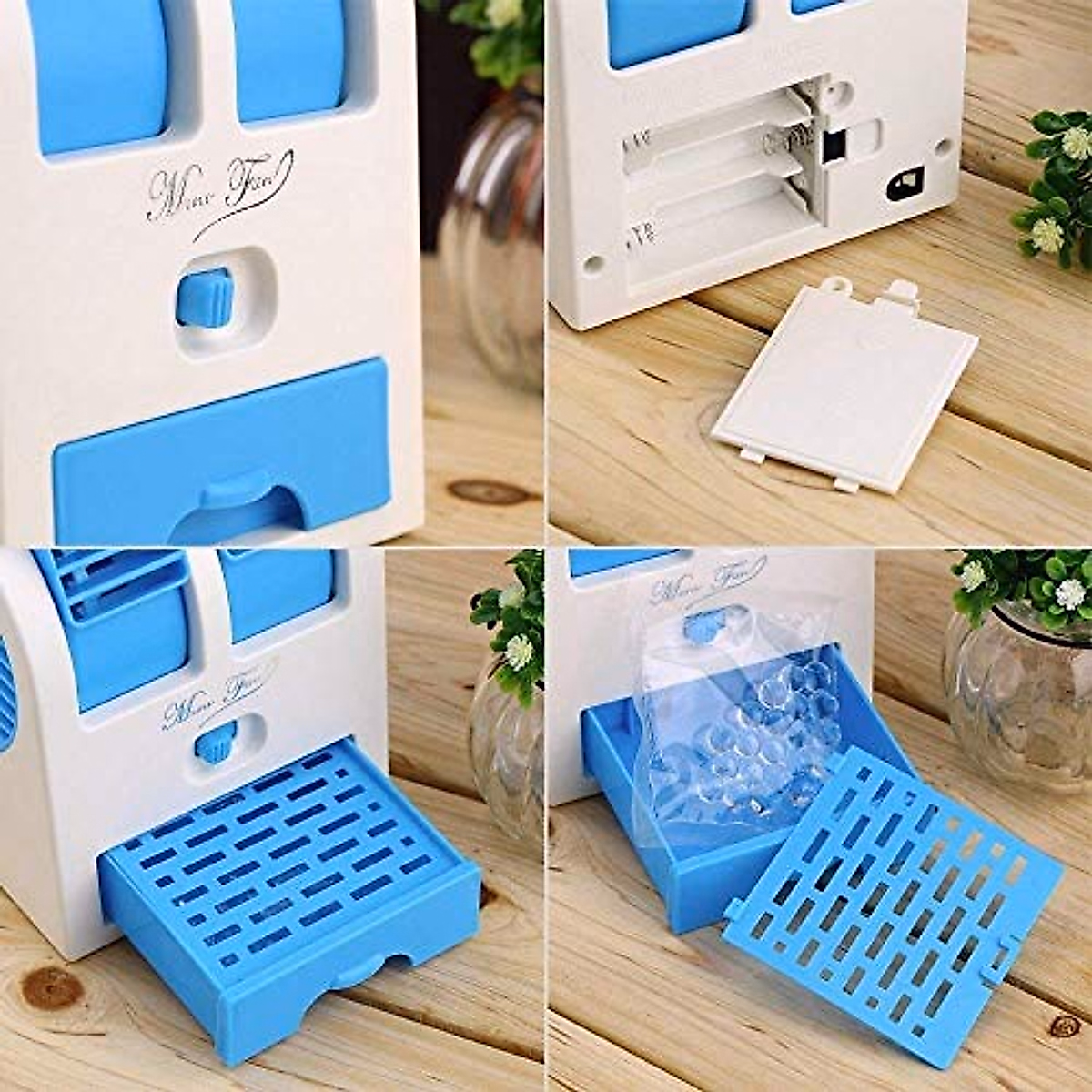 BXT Portable Air Conditioner Fan Dual Bladeless Safe Mini Personal Fan Battery Powered/USB Recharging Table Desktop Fan Drawer Frgance Perfume Oil Misting Fan Cooling Cooler Indoor/Outdoor Use