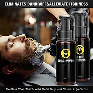 Beard Straightener Kit, Beard Growth Grooming Kit, Beard Straightener, Beard Growth Oil, Beard Wash Shampoo, Conditioner, Balm, Wax, Comb, Brush, Scissor, Bag, Gifts for Men Him Dad Boyfriend