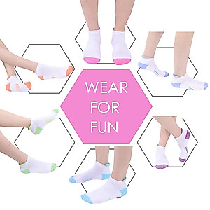 JOYNÉE Womens Ankle Athletic Low Cut Tab Socks Cushioned Running Sports 6 Pack,White,Sock Size 9-11
