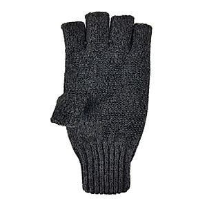 BRUCERIVER Men's Wool knitted with Thinsulate lining Fingerless Ragg Gloves Colour Anthra