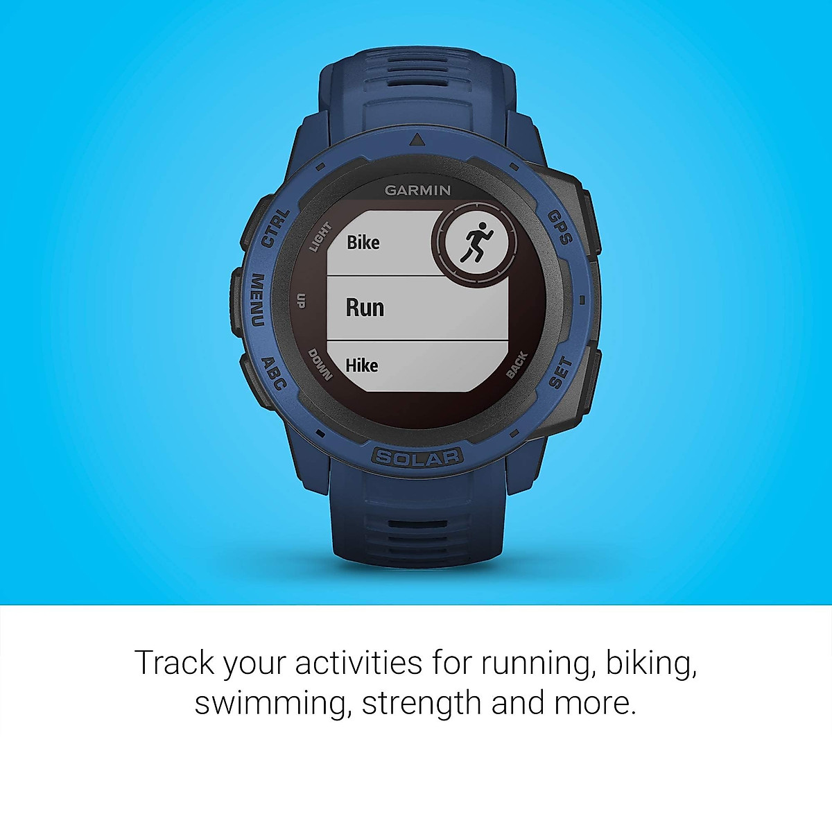 Garmin - Instinct Solar Rugged GPS Smartwatch 45mm - Tidal Blue (Renewed)