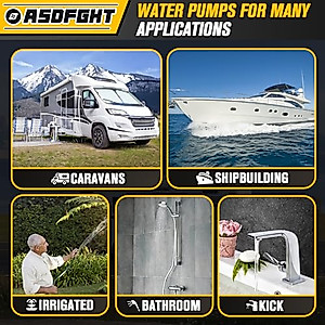 33-Series Water Pressure Diaphragm Pump 110V AC 5.5GPM 70PSI RV Fresh Water Pump with Pressure Switch for Kitchen Bathroom RV Yacht Lawn Garden