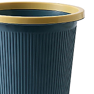 CHEOTIME Small Trash Can Cylindrical Trash Can Plastic Wastebasket Can Hold Trash Bags Suitable for Bathroom Bedroom Kitchen Home Office(Small Dark Blue)