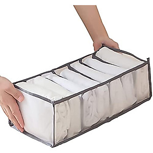 Musnina Wardrobe Clothes Organizer,7 Grids Washable Wardrobe Clothes Organizer,Closet Organizers and Storage Baskets (Grey, Leggings Grid（Medium）)