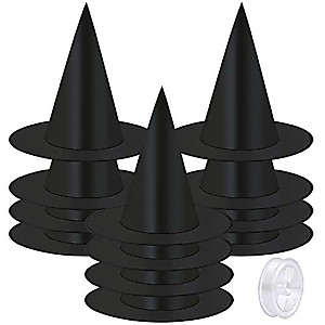 ELCOHO 12 Pieces Halloween Costume Witch Hat with 100 Yards Hanging Rope for Halloween Yard Decoration
