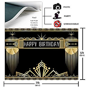 Avezano 7x5ft Great Gatsby Theme Birthday Party Backdrop Roaring 20s Retro 1920s Photo Booth Backdrop for Adults Birthday Party Decorations The Great Gatsby Theme Bday Parties Photoshoot Background