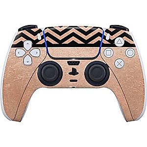 Skinit Gaming Decal Skin Compatible with PS5 and Compatible with PS5 Digital Edition DualSense Controller - Officially Licensed Skinit Originally Designed Rose Gold Chevron Split Design