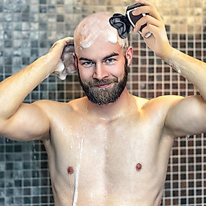 Detachable Head Shavers - Telfun Upgrade 5-in-1 Electric Head Shavers for Bald Men, 100% Waterproof Cordless Razor, Wet/Dry Shaving, 5 Dual Track Heads, Mess-Free Hair Capture (Black)