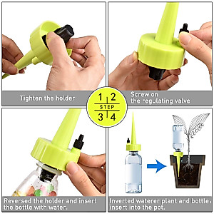 Upgraded Plant Waterer, Self Watering Spikes System, Plant Watering Devices with Slow Release Control Valve Switch, Automatic Vacation Drip Irrigation Watering Stakes for Indoor & Outdoor Plants