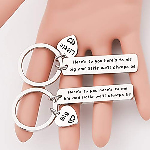 PENQI Big Little Sorority Gift Big Little Set of 2 Keychain Here's To You Here's To Me Big And Little We'Ll Always Keychain Big Little Gift for Greek Sorority (silver- Big Little)