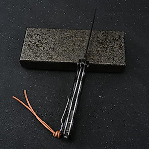 SDOKEDC Best Handmade Damascus Pocket Knife For Men Flipper Folding Hunting Knives With Liner Lock Clip Camping Survival Gear Edc Self Defense Knife (Ebony)