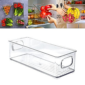 MagiDeal Clear Pantry Organizer Bins Household Plastic Food Storage Basket with Cutout Handles for Kitchen, Cabinets, Refrigerator, Freezer, Bedrooms, Bathroom, Shallow