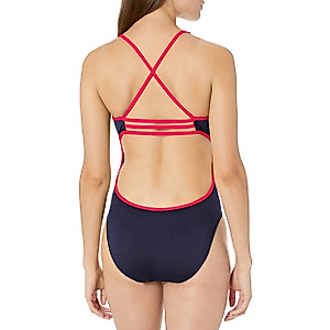 TYR Women's Standard Durafast Elite Trinityfit Swimsuit, Navy/RED, 36