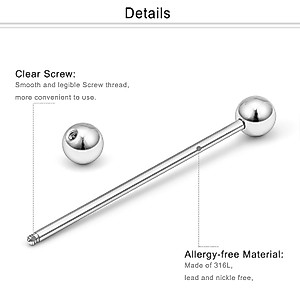 Dyknasz Industrial Bar Earring 14 Gauge 10PCS Matte Gilitter Braided Ball Arrow Screw Crystal CZ Clear Ball Industrial Barbell Cartilage Earrings Body Piercing Jewelry Women Men 1 1/2Inch Silver-Tone