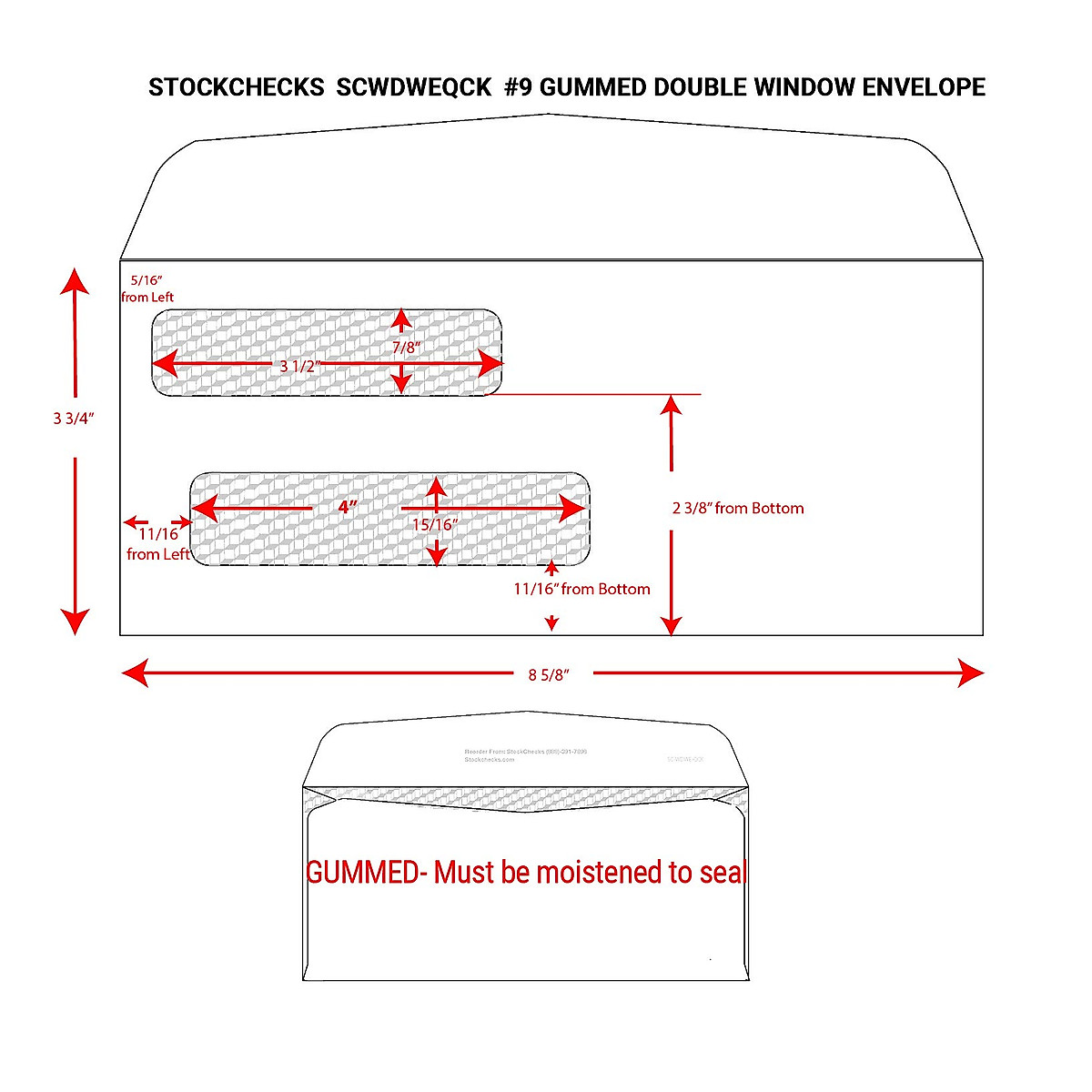 2,500 Double Window Security - Tint Gummed Seal Envelopes: Fits Quicken, Quickbooks, Microsoft Money Checks, Quick Books, Intuit