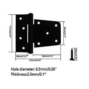 Self Closing Gate Hinges,TTZEZE Heavy Duty Hinges,Black Iron Square Barn Hinges,3.5 Inch Rustproof Shed Hinges Security Hinges,Wrought Hardware for Wood Fence Cabinet with Screws 3.5" - 4 Pack