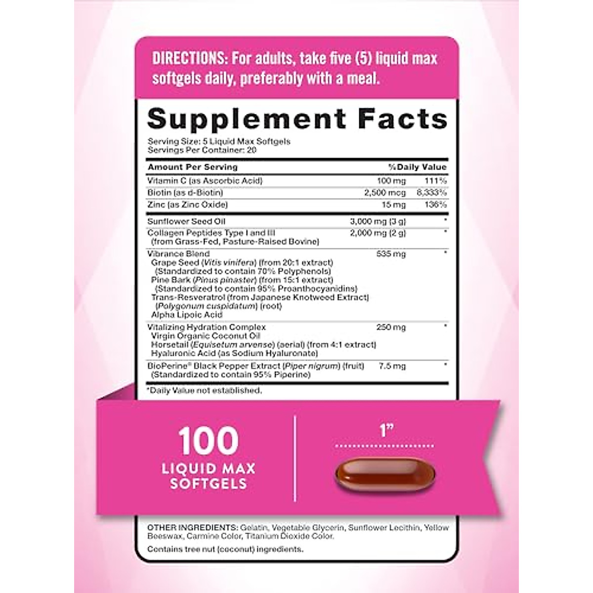 Nature's Truth Collagen Beauty Supplement | 100 Liquid Max Softgels | Non-GMO & Gluten Free Pills | Hydrating Formula