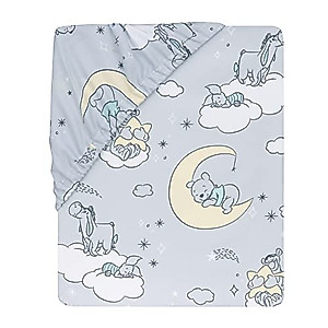 Lambs & Ivy Disney Baby Cozy Friends Winnie The Pooh Gray Fitted Crib Sheet