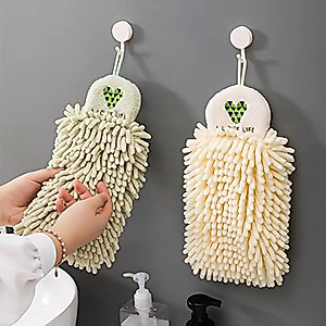 4pcs Hanging Hand Towels for Bathroom, Chenille Hand Towel with Hanging Loop Quick-Drying Microfiber Towel for Kitchen