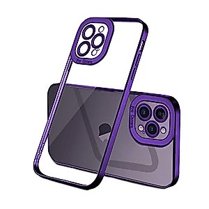 Bonoma Compatible with iPhone 14 Pro Max Case, Clear Plating Bumper Soft TPU Cover with Camera Shockproof Protective Cover for iPhone 14 Pro Max, Purple