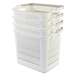 Neadas 42 L Plastic Laundry Hamper with Handle, Large Plastic Storage Basket, 4 Pack