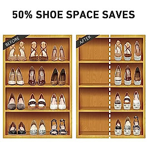 New Shoe Slots Organizer 12 Pack - Upgrade Shoe Stackers for a Pair Of Shoes, Shoe Storage Shoe Space Savers 50%, 5 Levels Adjustable Space Saving Shoe Rack Shoe Riser Stackable Shoe Organizer,White