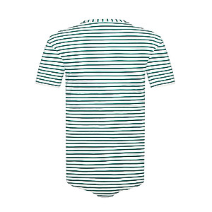 Landofgenie Mens Striped Onesie Pajamas Press Button Crotch Shirt Bodysuit Short Sleeve One Piece Bodysuit White 3XL