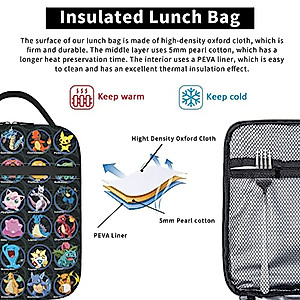 Quality Standard Flags Anime Lunch Box Boys Cartoon Lunch Bag With Bottle Holder, Game Themes Insulated Cooler Lunchbox For Men Girls Hiking Beach