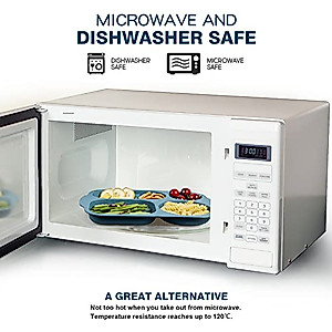 shopwithgreen Unbreakable Divided Plates - Large 11 Inch 4 PCS Microwave Dishwasher Safe Tray for Kids Adults - Wheat Straw Plastic Material, Lightweight Plates (PP Material)