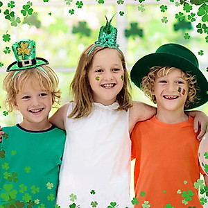 2 Pieces St. Patrick's Day Top Hat Headband Irish Sequin Shamrock Green Hat Headband Saint Patty's Day Headband St Patricks Day Headwear Accessories Irish Feathered Headbands for Women and Children